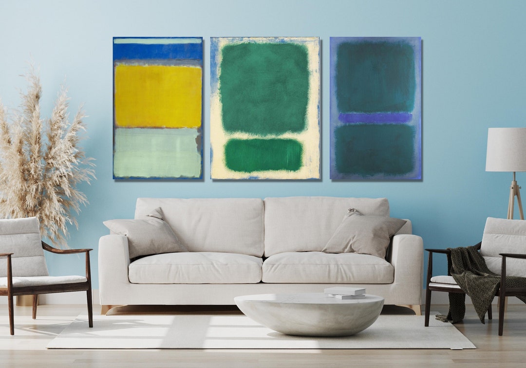 Conjunto de 3 pinturas de Mark Mark Rothko, prontas para pendurar, tela ...