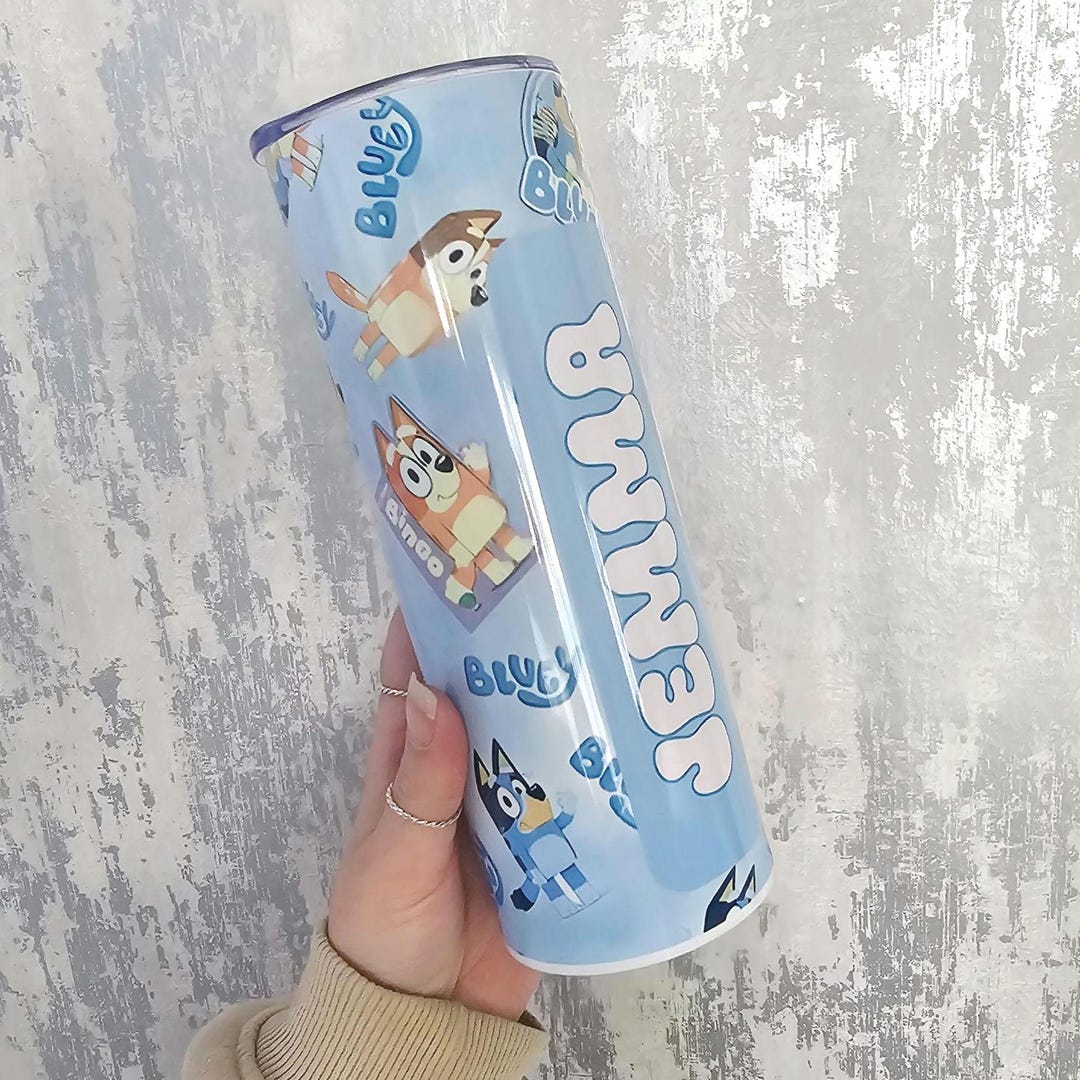 Bluey Themed Tumbler, Blue Dog 20oz Tumbler, Hot Cold Tumbler, Reusable ...