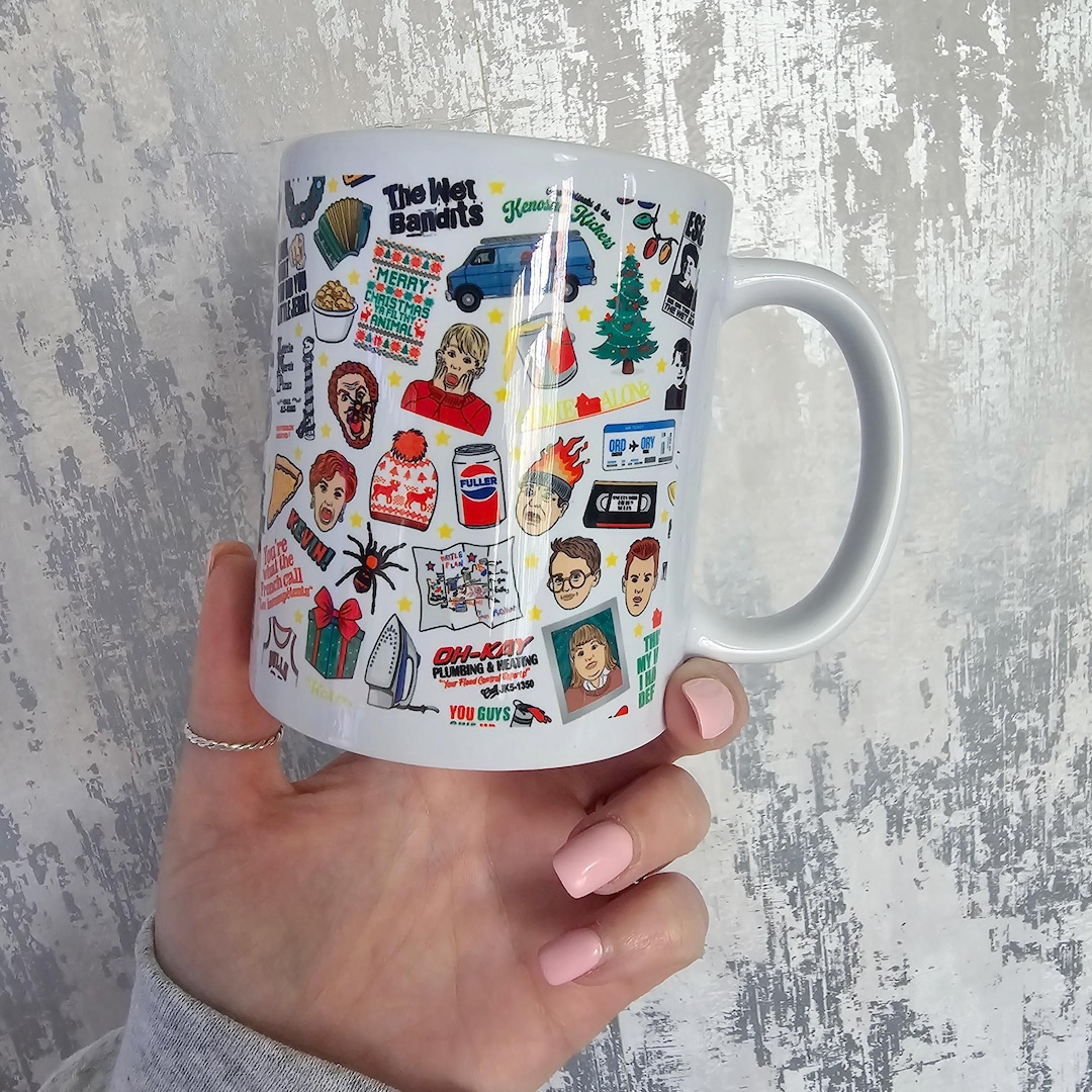Home Alone Themed Full Wrap Around Cup, 11oz Ceramic Reusable Printed ...
