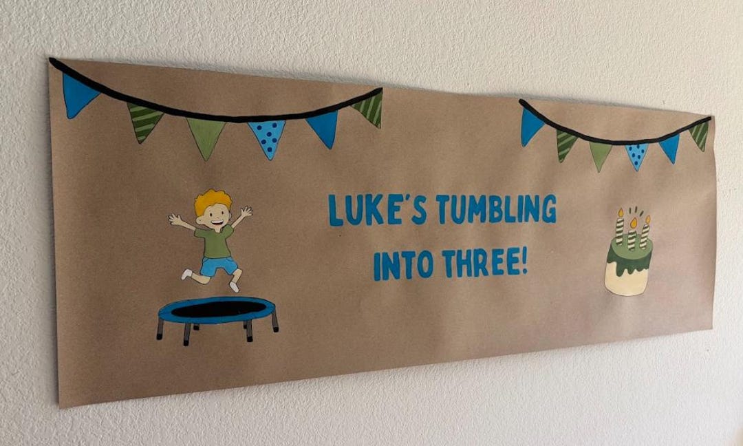 TUMBLING INTO THREE Gymnastic Birthday Banner - Etsy