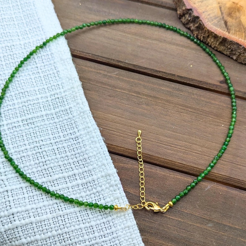 Green Jade Real Gemstone, 3 Mm Faceted Necklace or Choker, Handmade ...