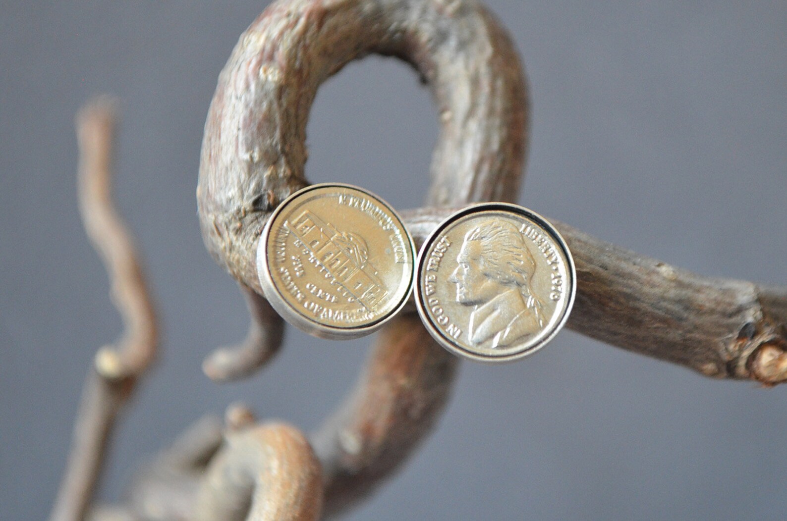 Nickel Coin Earrings Made With a Mini Coin Set in Sterling Silver - Etsy