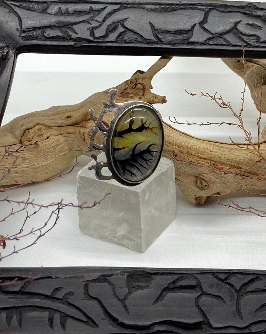 On A New Path Ring Made With Scenic Resin Doublet and Sterling Silver ...