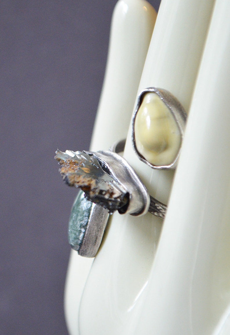 Earth Elements Ring Made With Lovely Gemstones and Shell - Etsy