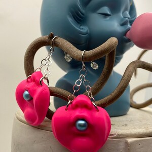 Chewed up Earrings Made With Pearls and Cast Doll Mouth - Etsy