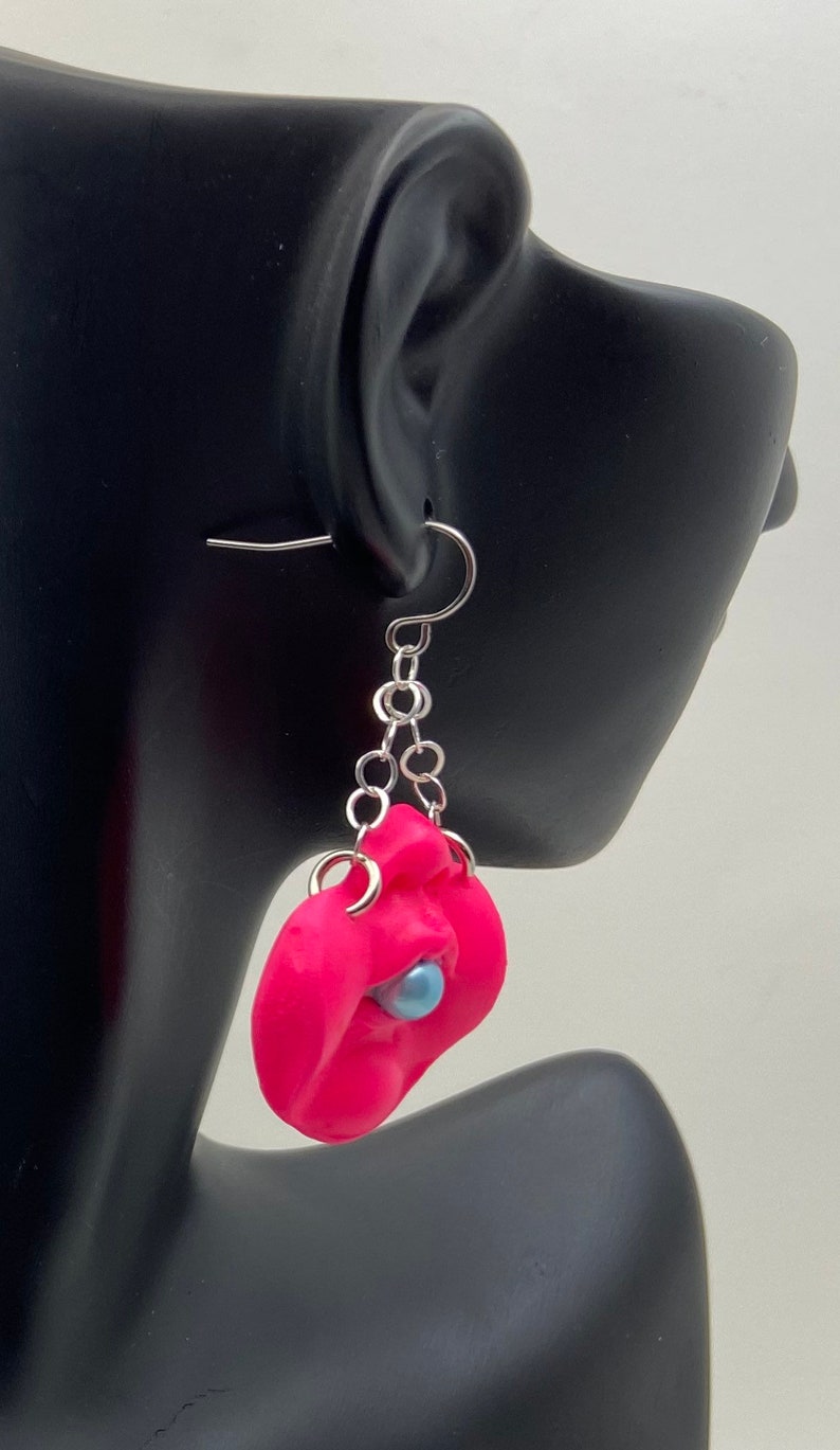 Chewed up Earrings Made With Pearls and Cast Doll Mouth - Etsy