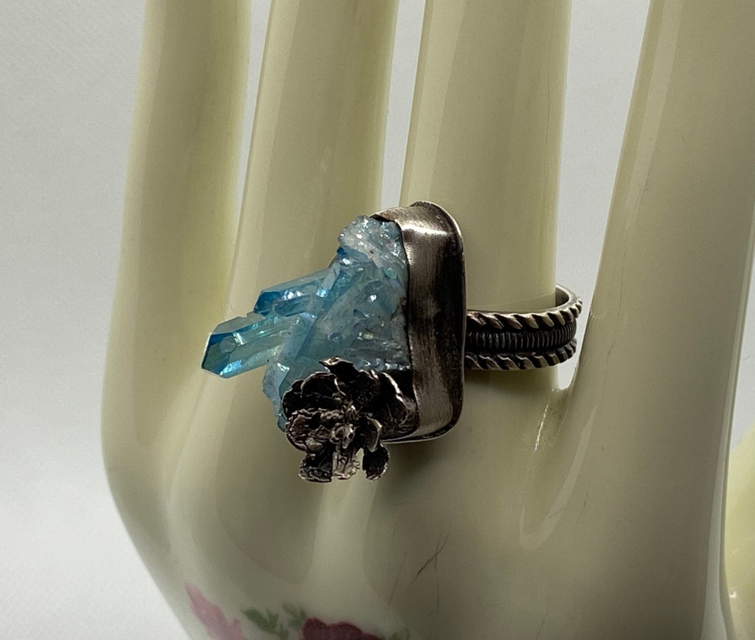 Northern Lights Ring Made With Cast Succulent and Crystal - Etsy