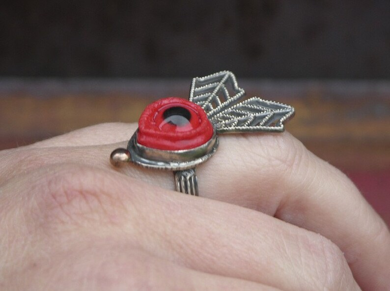 On Sale Red Eye Bird Eye Ring Marked Down - Etsy