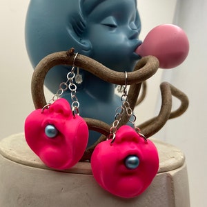 Chewed up Earrings Made With Pearls and Cast Doll Mouth - Etsy