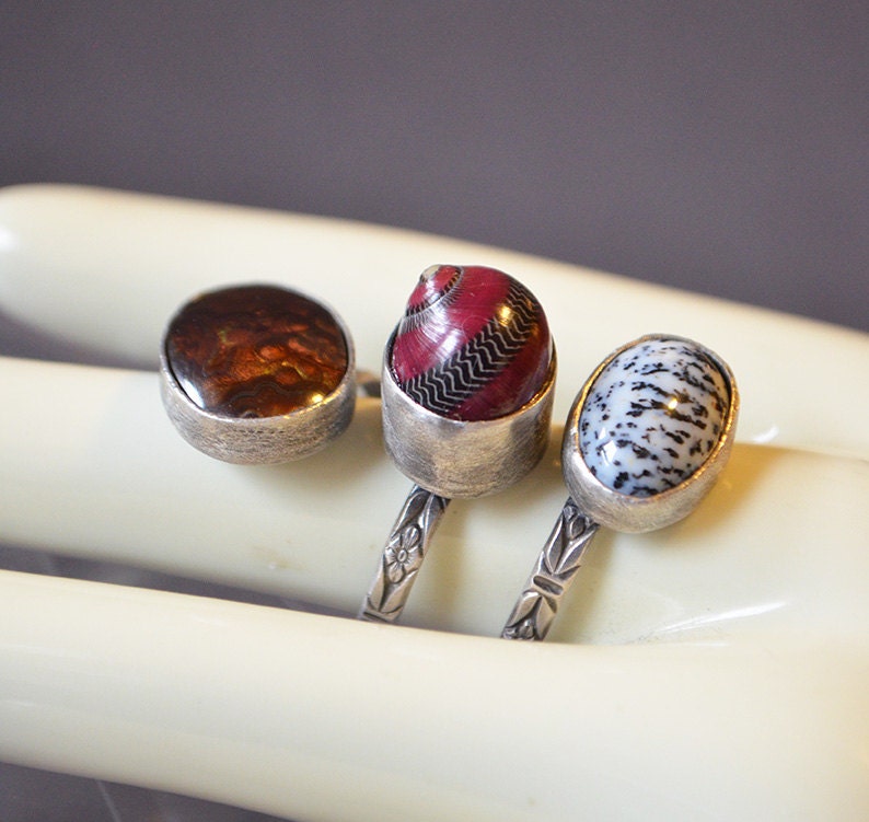 Sky Sea and Land Ring Made With Fire Agate Gemstone - Etsy