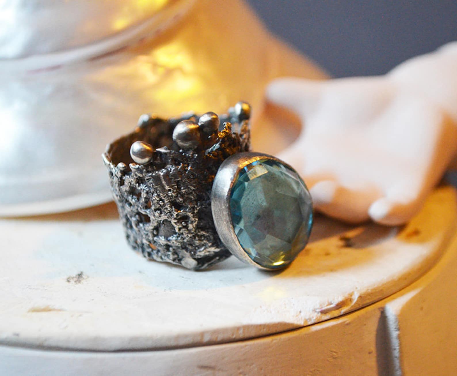 Lacy Blue Ring Made With Cast Lace and London Blue Topaz - Etsy