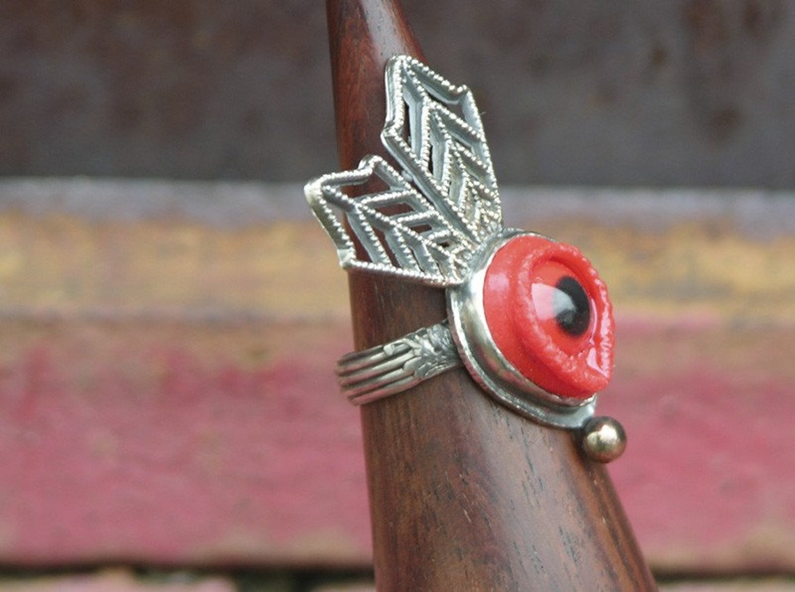 On Sale Red Eye Bird Eye Ring Marked Down | Etsy