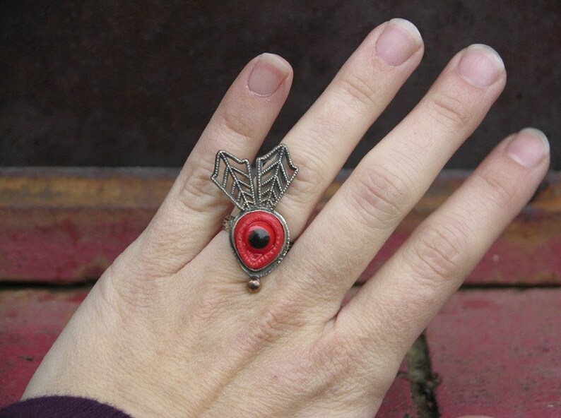 On Sale Red Eye Bird Eye Ring Marked Down - Etsy