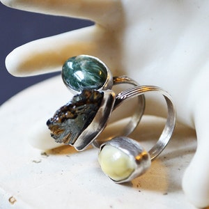Earth Elements Ring Made With Lovely Gemstones and Shell - Etsy