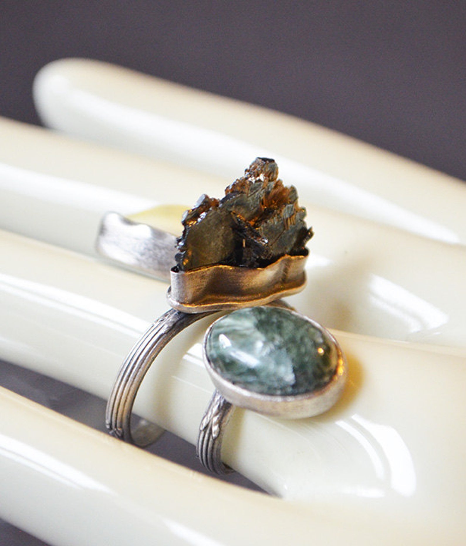 Earth Elements Ring Made With Lovely Gemstones and Shell - Etsy