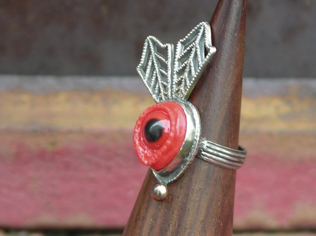 On Sale Red Eye Bird Eye Ring Marked Down - Etsy
