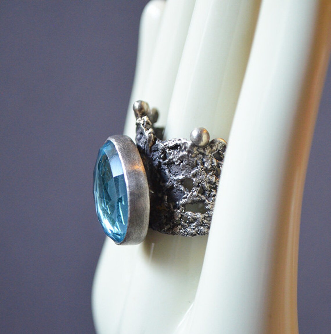 Lacy Blue Ring Made With Cast Lace and London Blue Topaz - Etsy