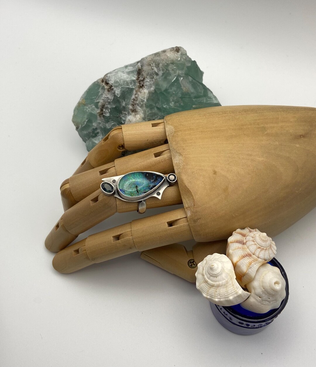 Dark Abyss Ring Made With Lab Created Monarch Opal Doublet and Real ...