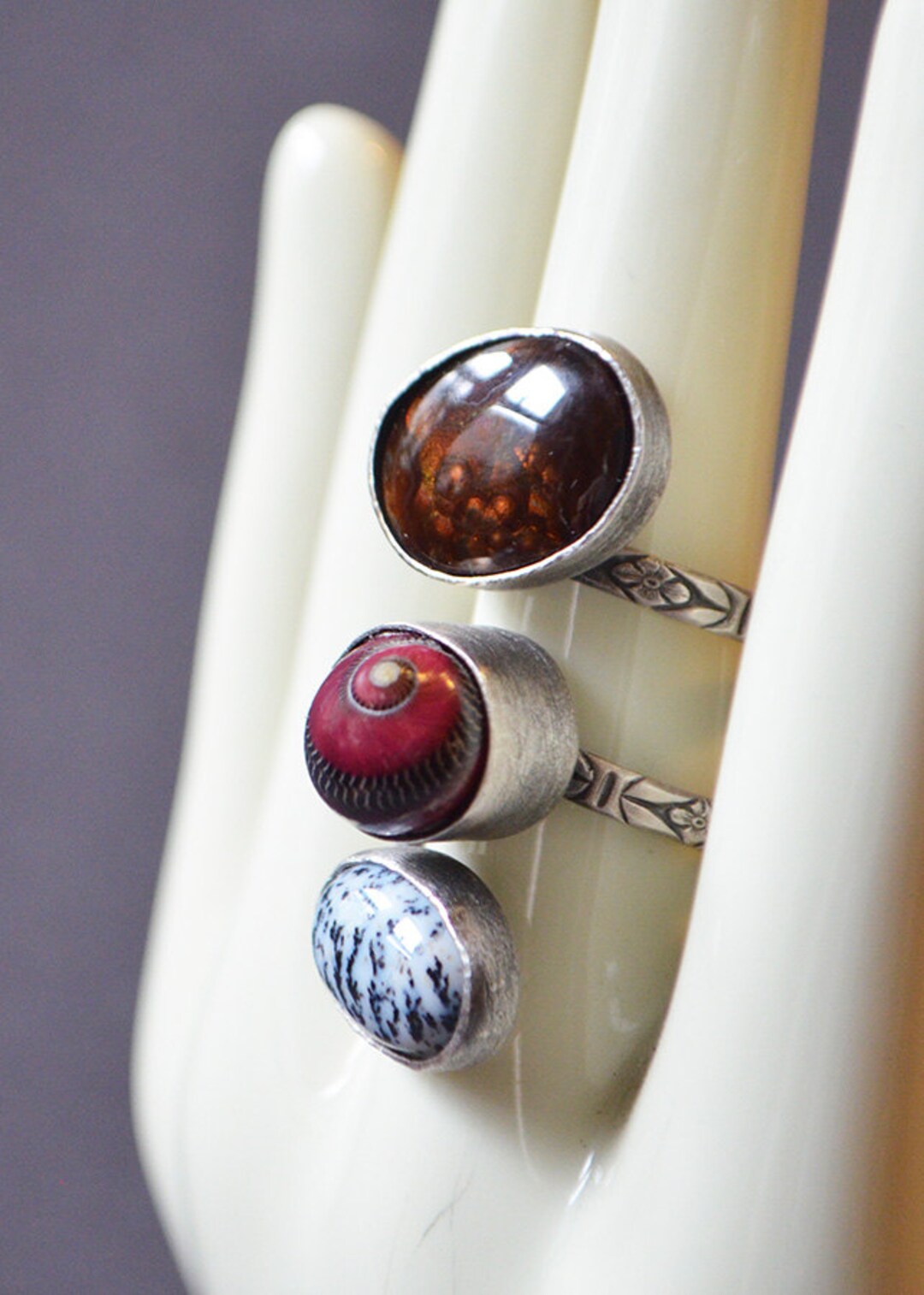 Sky Sea and Land Ring Made With Fire Agate Gemstone - Etsy