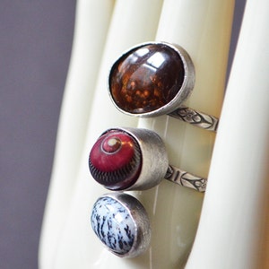 Sky Sea and Land Ring Made With Fire Agate Gemstone - Etsy