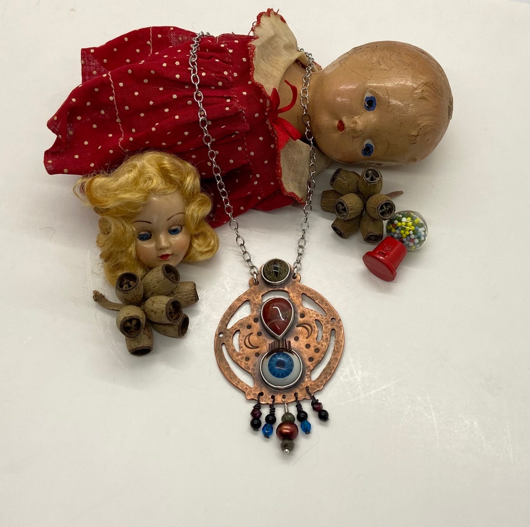Eye Socket Necklace Made With Vintage Doll Eye and Glass Taxidermy Eye ...