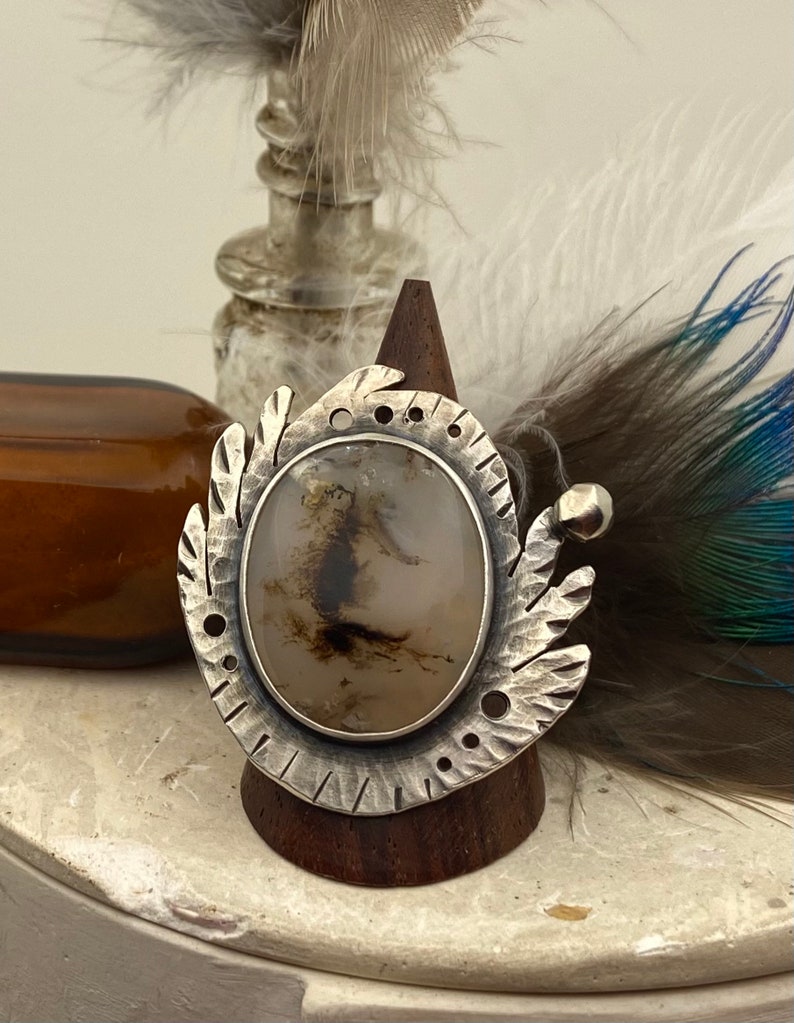 Feathered Ring Made With an Agate Stone - Etsy