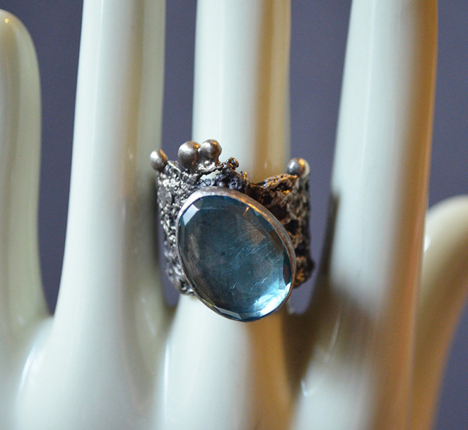 Lacy Blue Ring Made With Cast Lace and London Blue Topaz - Etsy