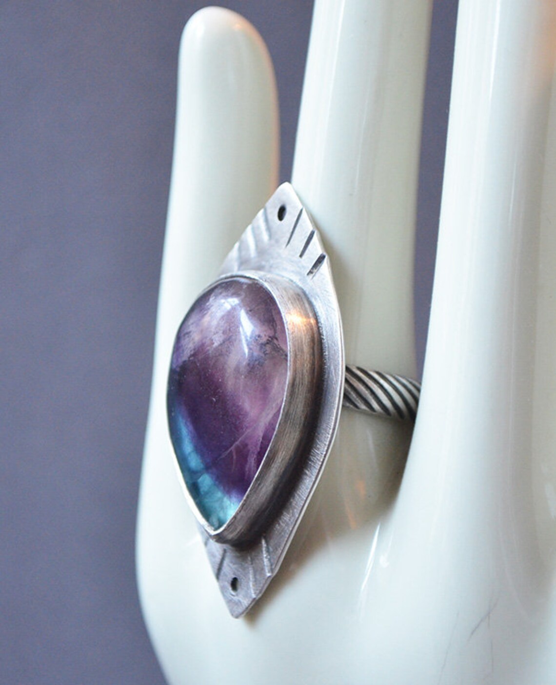 Keeper's Quill Ring Made With a Fluorite Stone - Etsy
