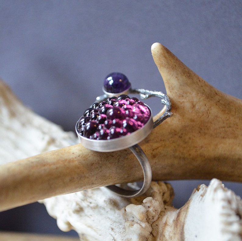Bacchus Ring Made With Glass Cab and Amethyst - Etsy