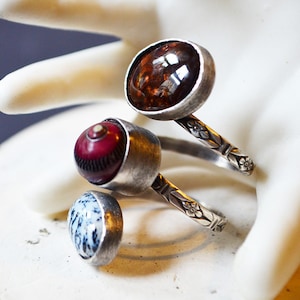 Sky Sea and Land Ring Made With Fire Agate Gemstone - Etsy