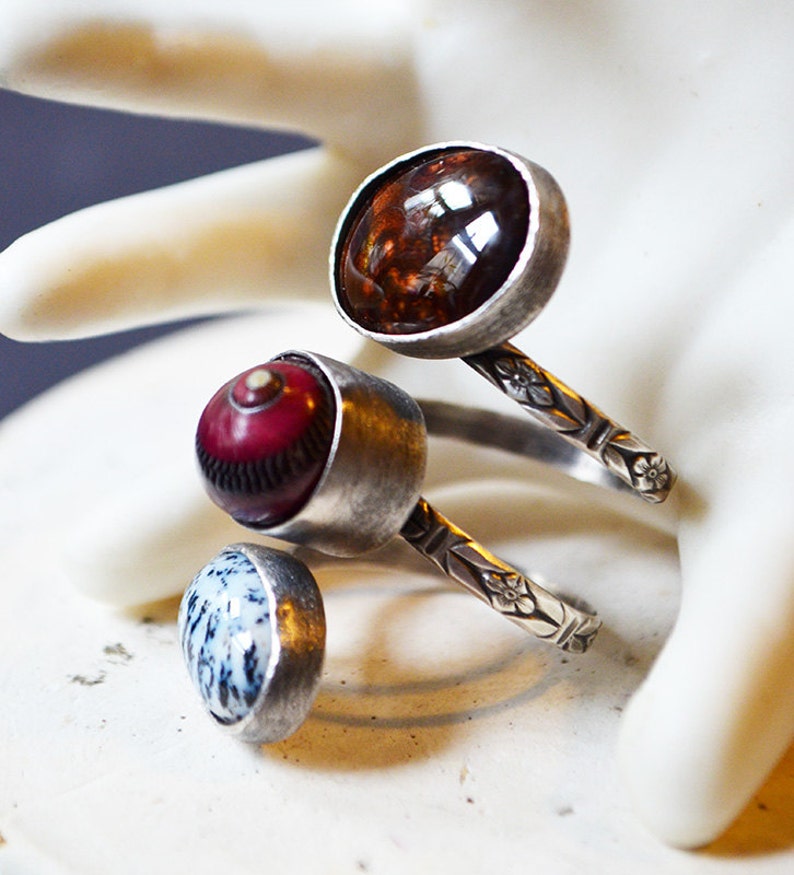 Sky Sea and Land Ring Made With Fire Agate Gemstone - Etsy