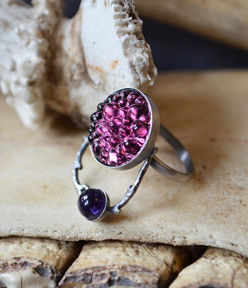 Bacchus Ring Made With Glass Cab and Amethyst - Etsy