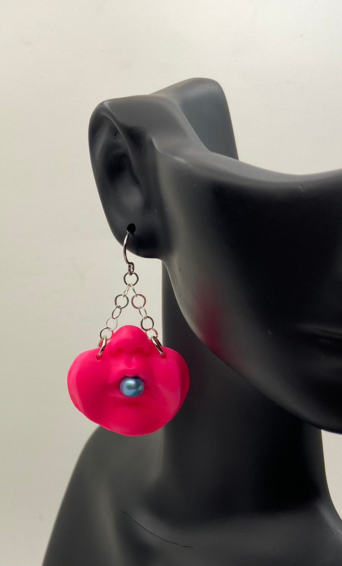 Chewed up Earrings Made With Pearls and Cast Doll Mouth - Etsy
