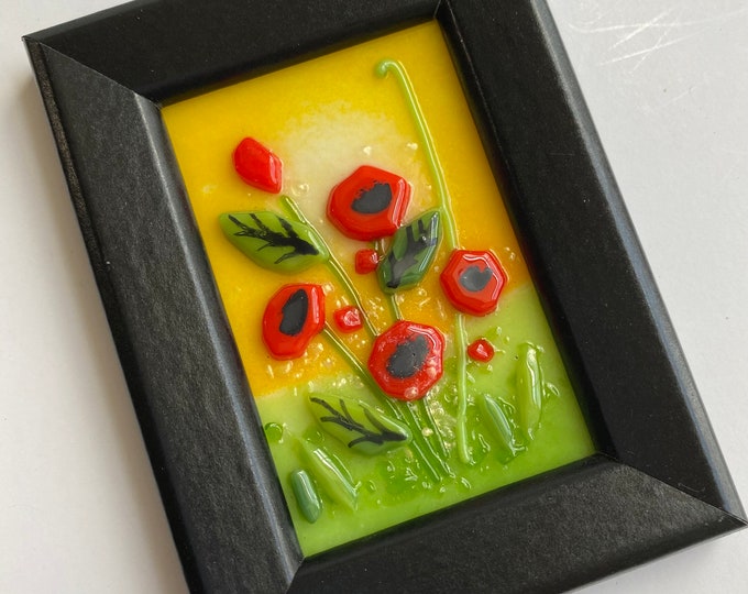 Fused Glass Red Poppy Miniature Painting - Etsy