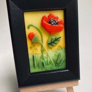 Fused Glass Miniature Painting (red Poppy) - Etsy