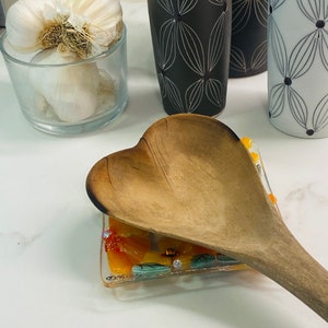 Fused Glass Orange Flower Spoon Rest/trinket Dish/ring Dish/soap Dish ...