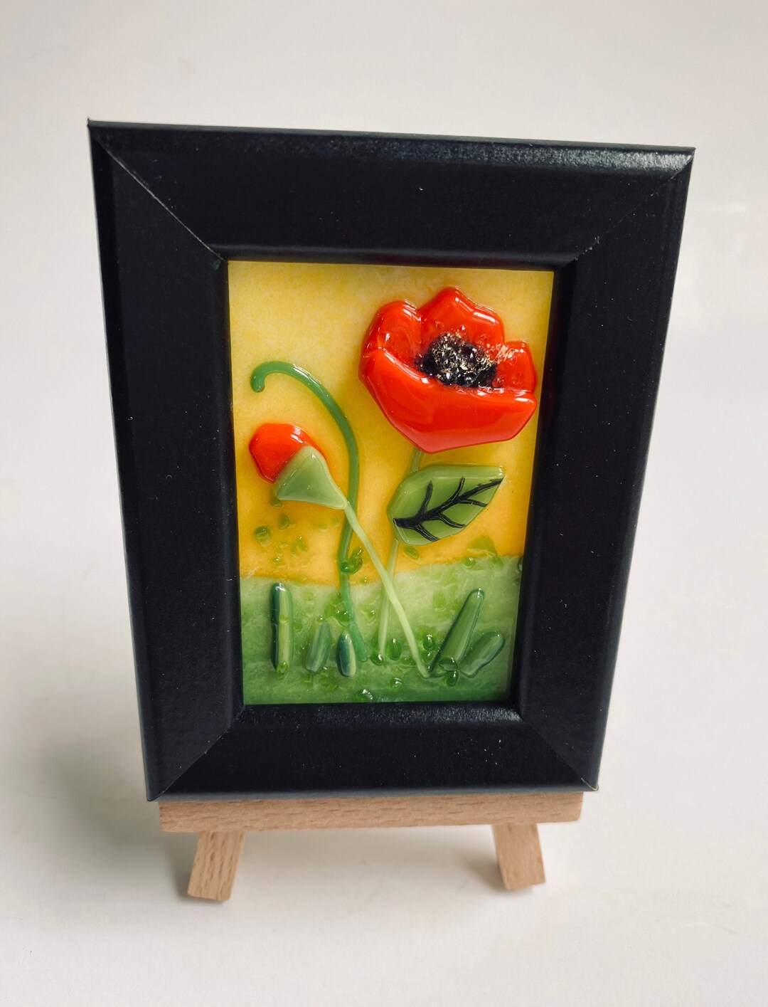 Fused Glass Miniature Painting (red Poppy) - Etsy
