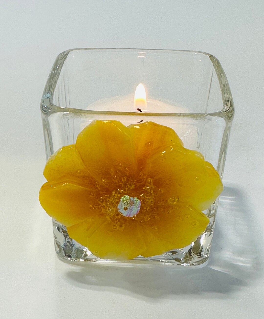 Fused Glass Flower Tea Light-yellow - Etsy