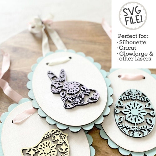Spring/easter Banner SVG Laser Template Bunting Pattern - Etsy