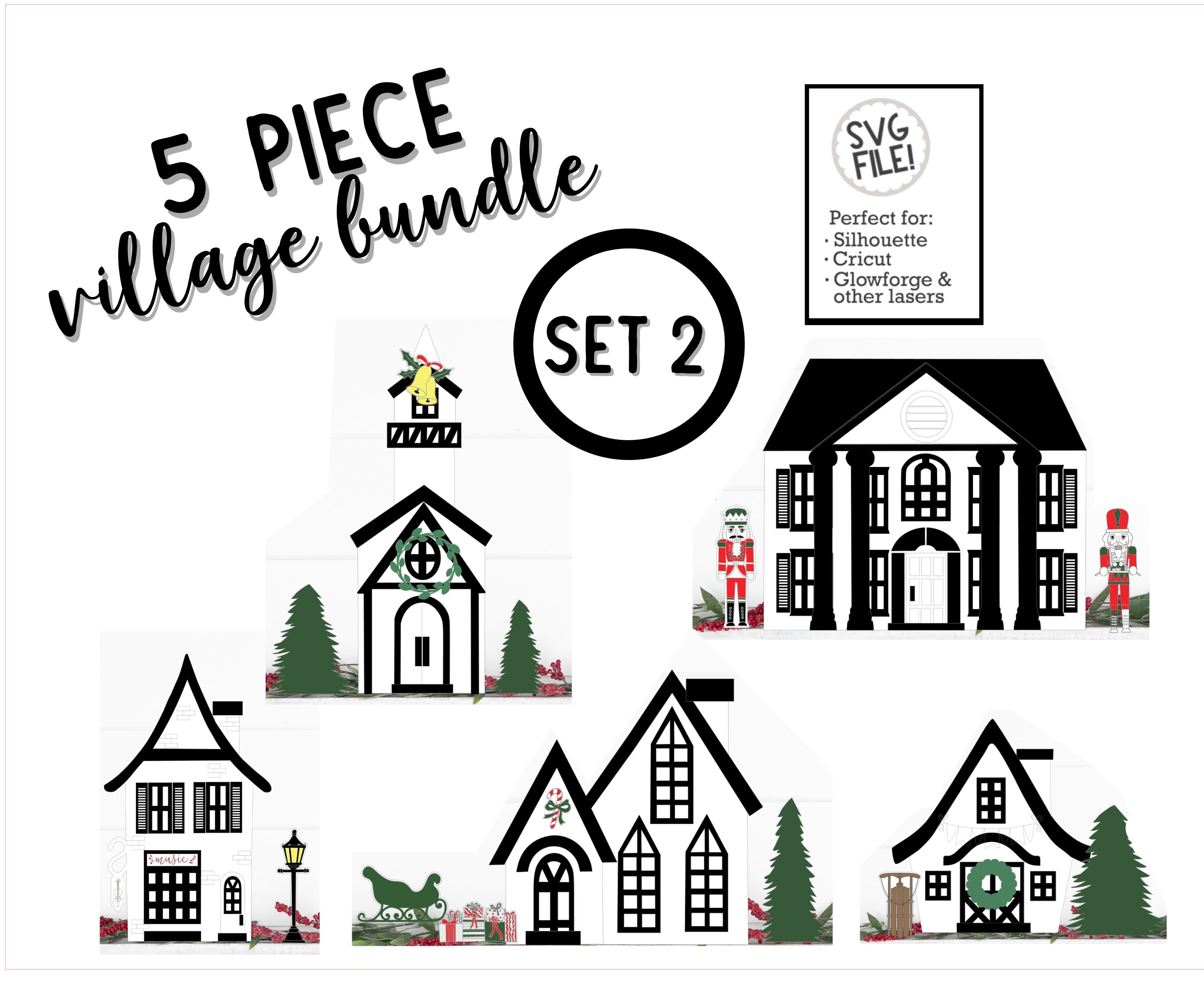 Bundle 2 Christmas Village 5 Houses Included Holiday | Etsy