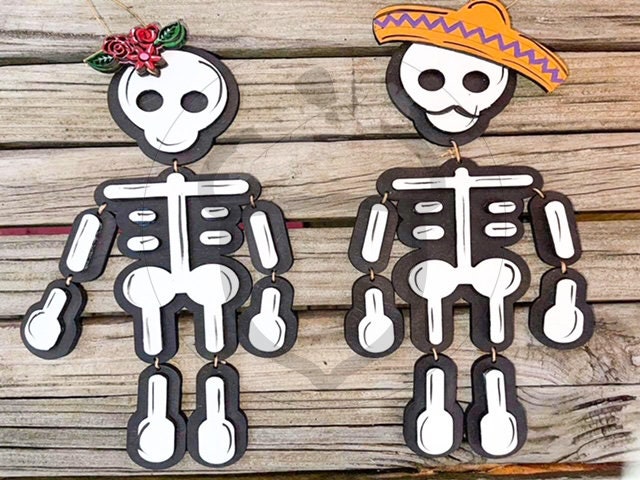 Hanging Skeletons SVG File / Halloween File Pattern / Day of | Etsy