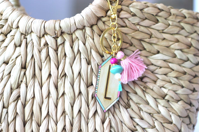 Custom Initial Keychain | Bridesmaid Gift | Purse Charm | Boho Bag ...