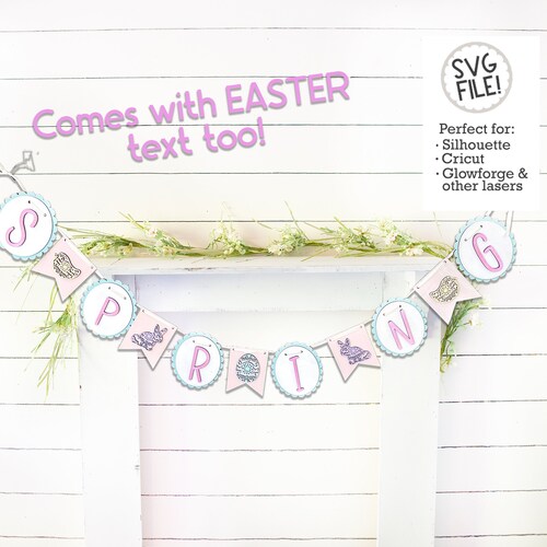 Spring/easter Banner SVG Laser Template Bunting Pattern - Etsy