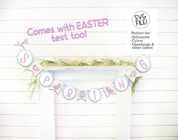 Spring/easter Banner SVG Laser Template Bunting Pattern - Etsy