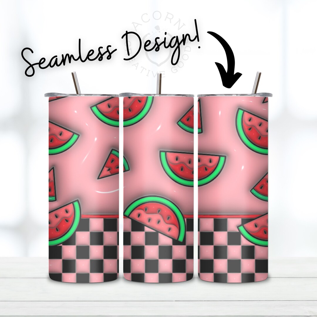 Watermelon Checker 3D Inflated Tumbler 20oz Tumbler Wrap Skinny ...