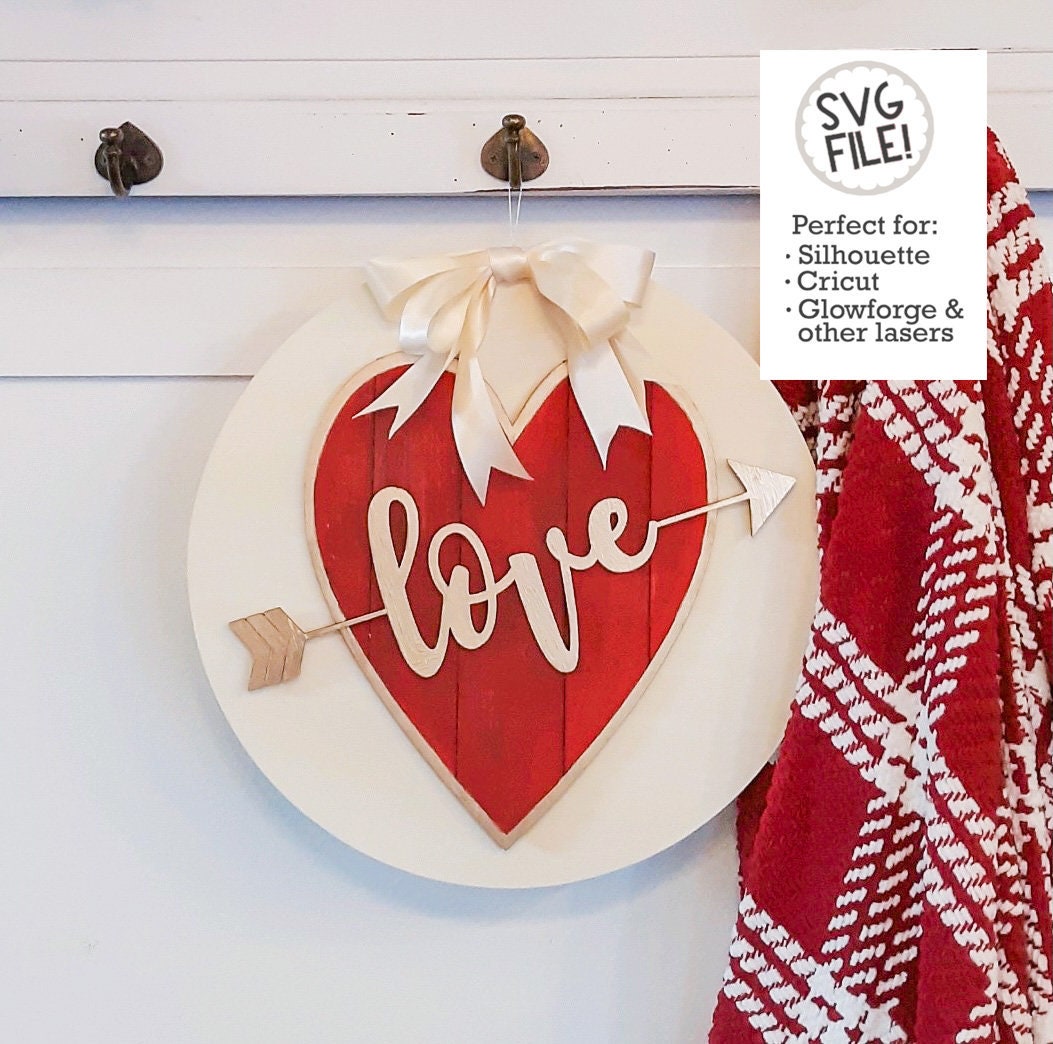 Valentine Arrow Heart Love Sign SVG | Valentine Laser Cut File | Laser ...