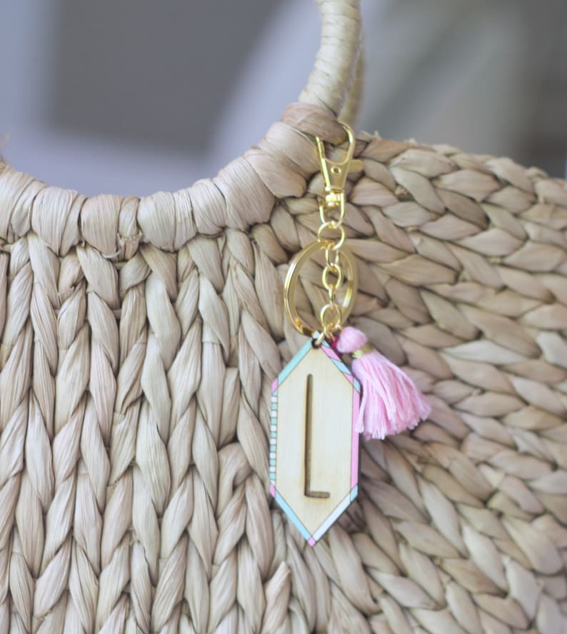 Custom Initial Keychain | Bridesmaid Gift | Purse Charm | Boho Bag ...