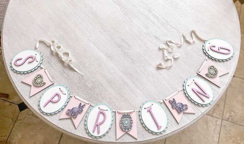 Spring/easter Banner SVG Laser Template Bunting Pattern - Etsy