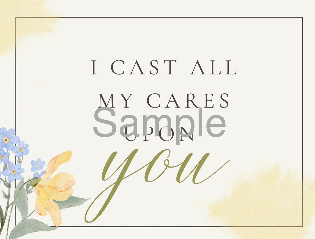 Christian Printable Word Art- I Cast All My Cares - Etsy