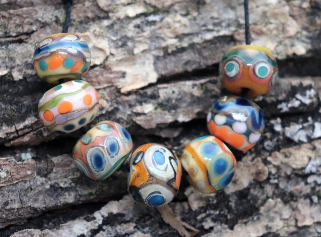 US Artisan Round Organic Trade Bead Style Handmade Lampworked Glass ...